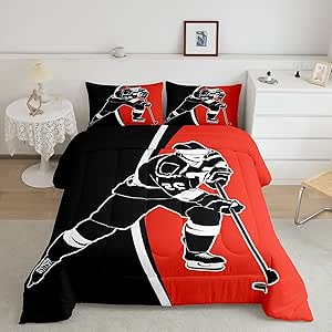 Hockey Player Bedding Set Ice Hockey Comforter Set Ice Sports Games ...