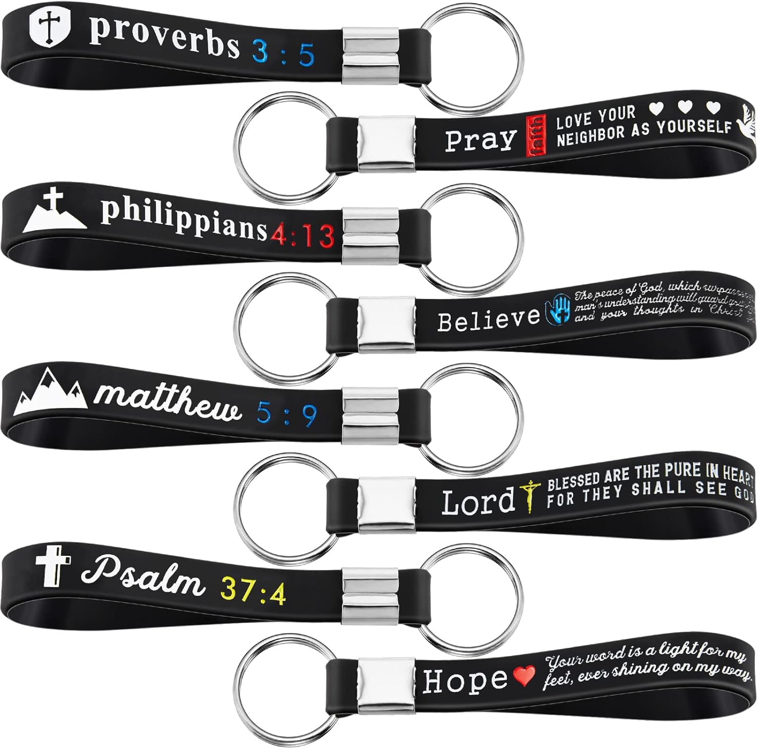 Sureio 36 Pcs Christian Bible Keychains with Scripture Father's Day ...