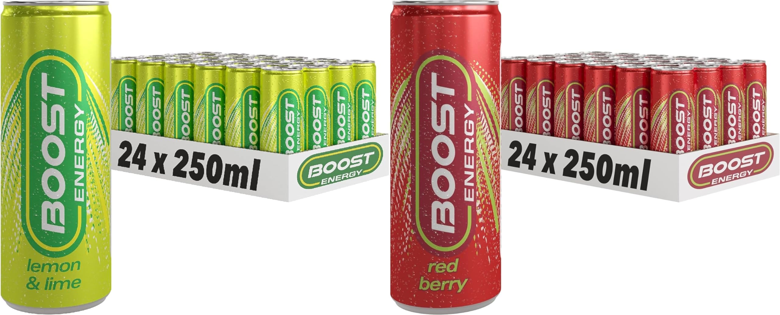 Boost Energy Drink, 250ml x 48 pack, (24 x Lemon Lime & 24 x Red Berry ...