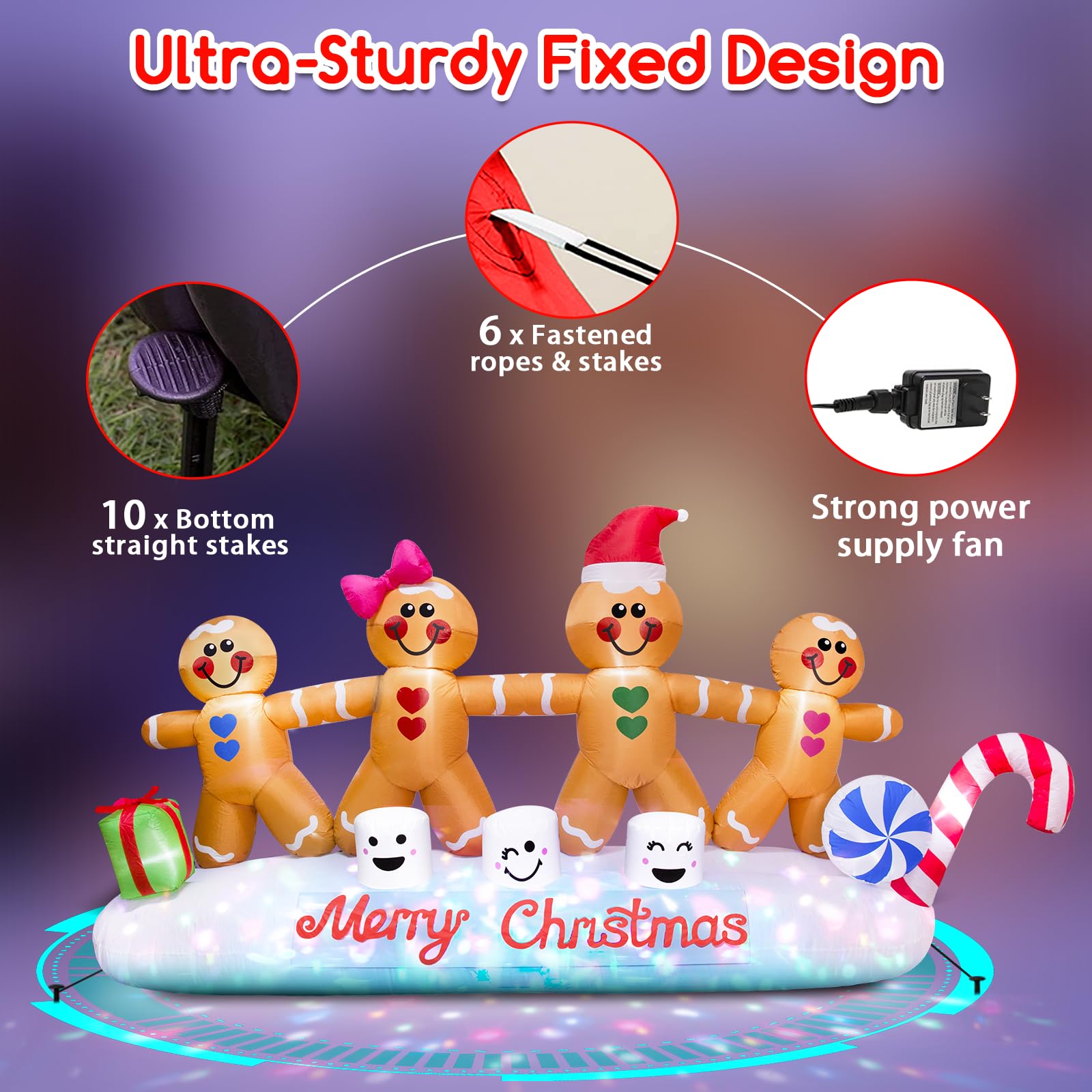 FLATO 10 FT Long Merry Christmas Inflatable Decorations, Smile ...