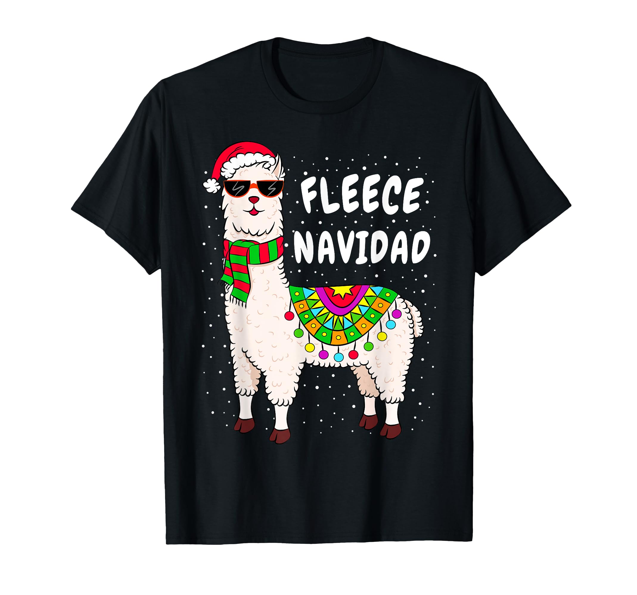 Amazon.com: Fleece Feliz Navidad Llama Christmas T-Shirt Cute Xmas Gift ...