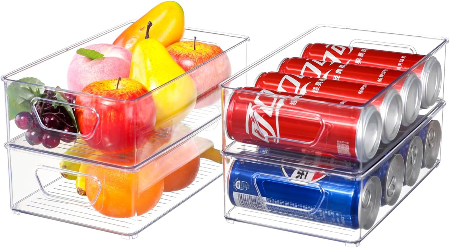 Amazon.com: Stackable Refrigerator Organizer Bins, 6 Pack Clear Kitchen ...