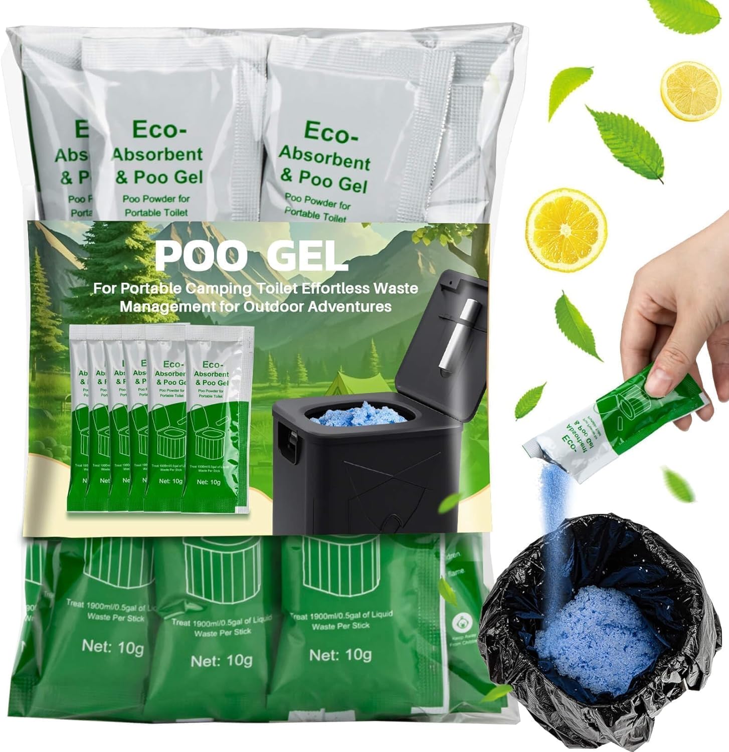 Amazon.com : RAINFLOW Poo Gel for Portable Toilet - 28 Packs Camping ...