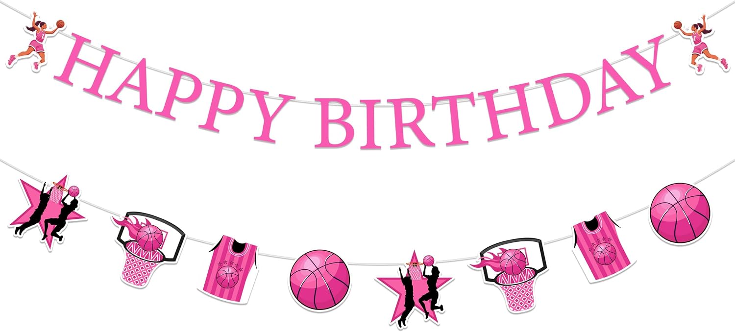 Amazon.com: Cheereveal Pink Basketball Birthday Party Decorations ...