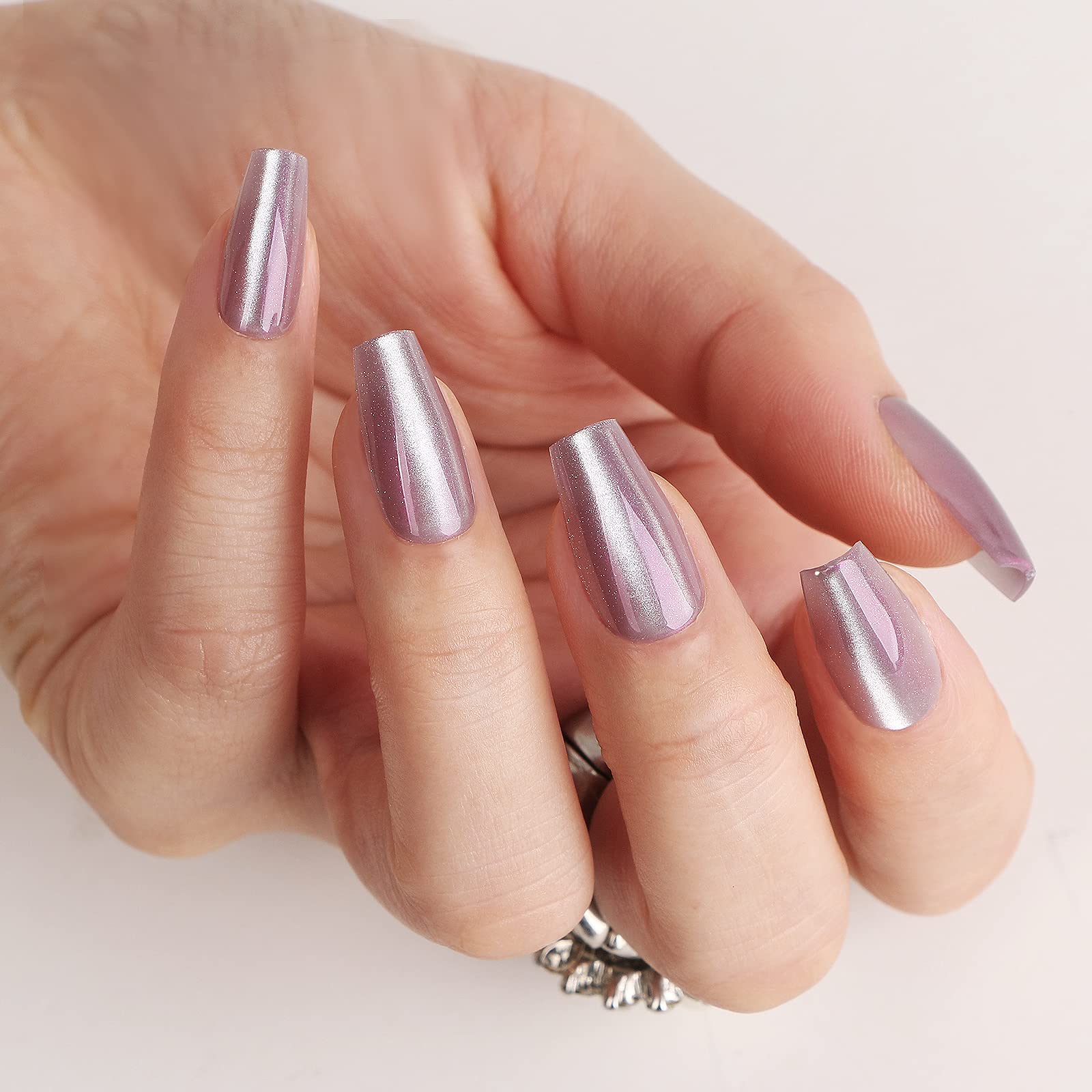 Amazon.com: Polychrome&air Press On Nails Medium Coffin ABS Natural Fit ...