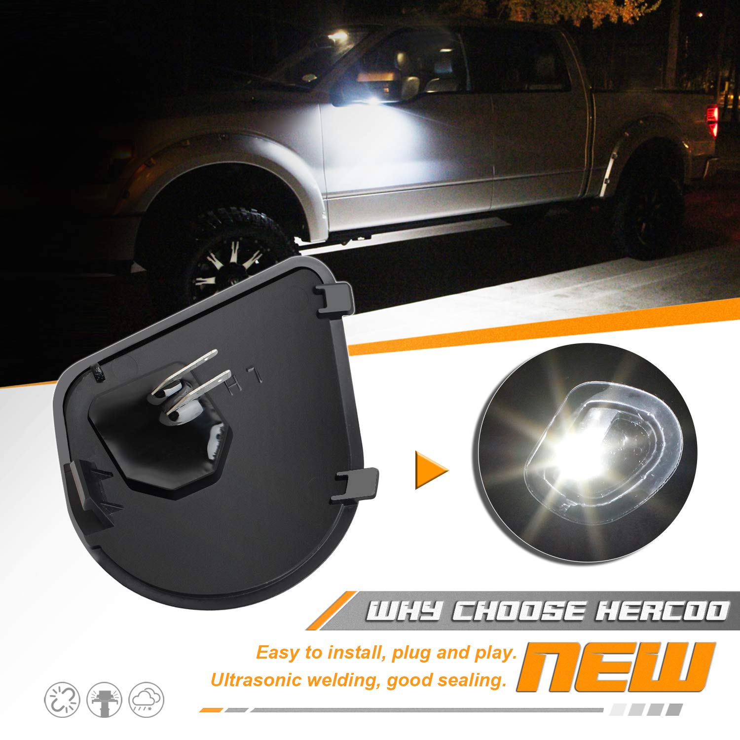 Snapklik.com : HERCOO LED Puddle Lights Left And Right Side Mirror ...