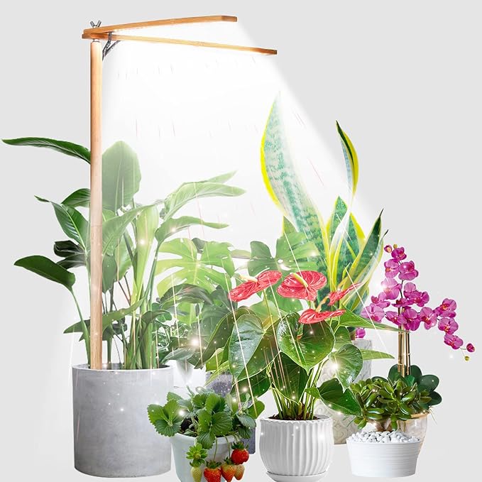 Amazon.com : bodkar Wooden Grow Lights for Indoor Plants Full Spectrum ...