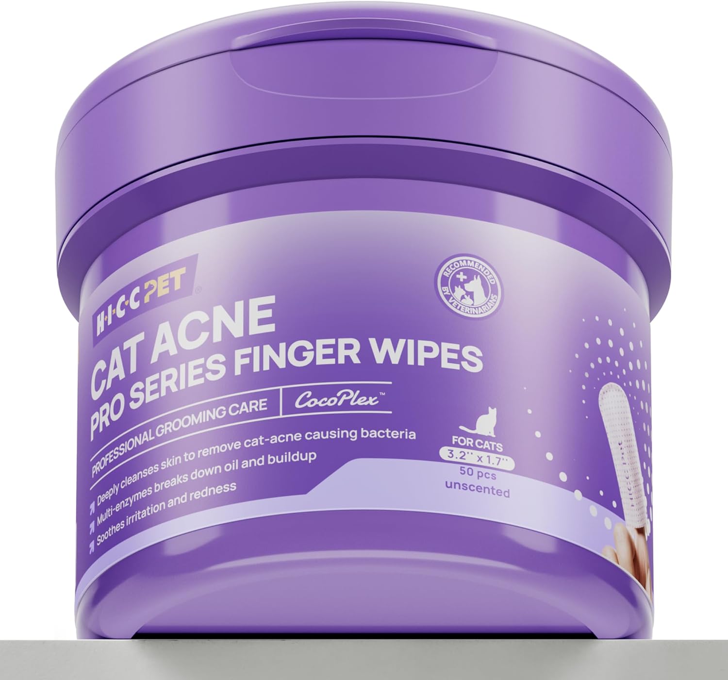 Amazon.com : HICC PET Cat Acne Chin Finger Wipes, Gentle Enzyme Complex ...