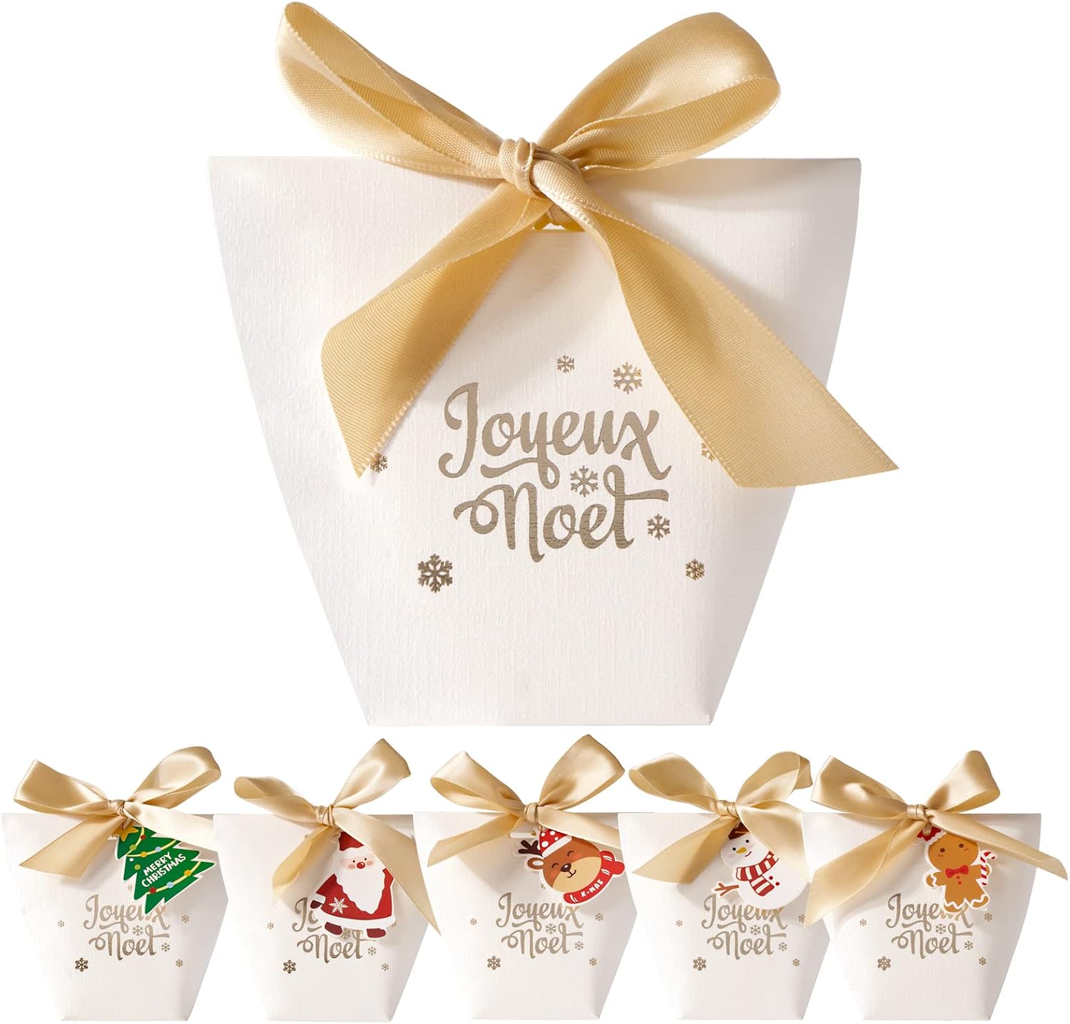 25PCS Boîtes de Bonbon Joyeux Noël et Étiquettes Rubans Bonbonnière ...