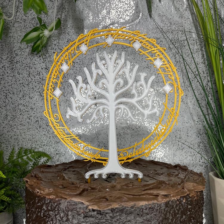 Elvish script & Tree of Life Cake Topper, Perlised Bio-Degradable PLA ...