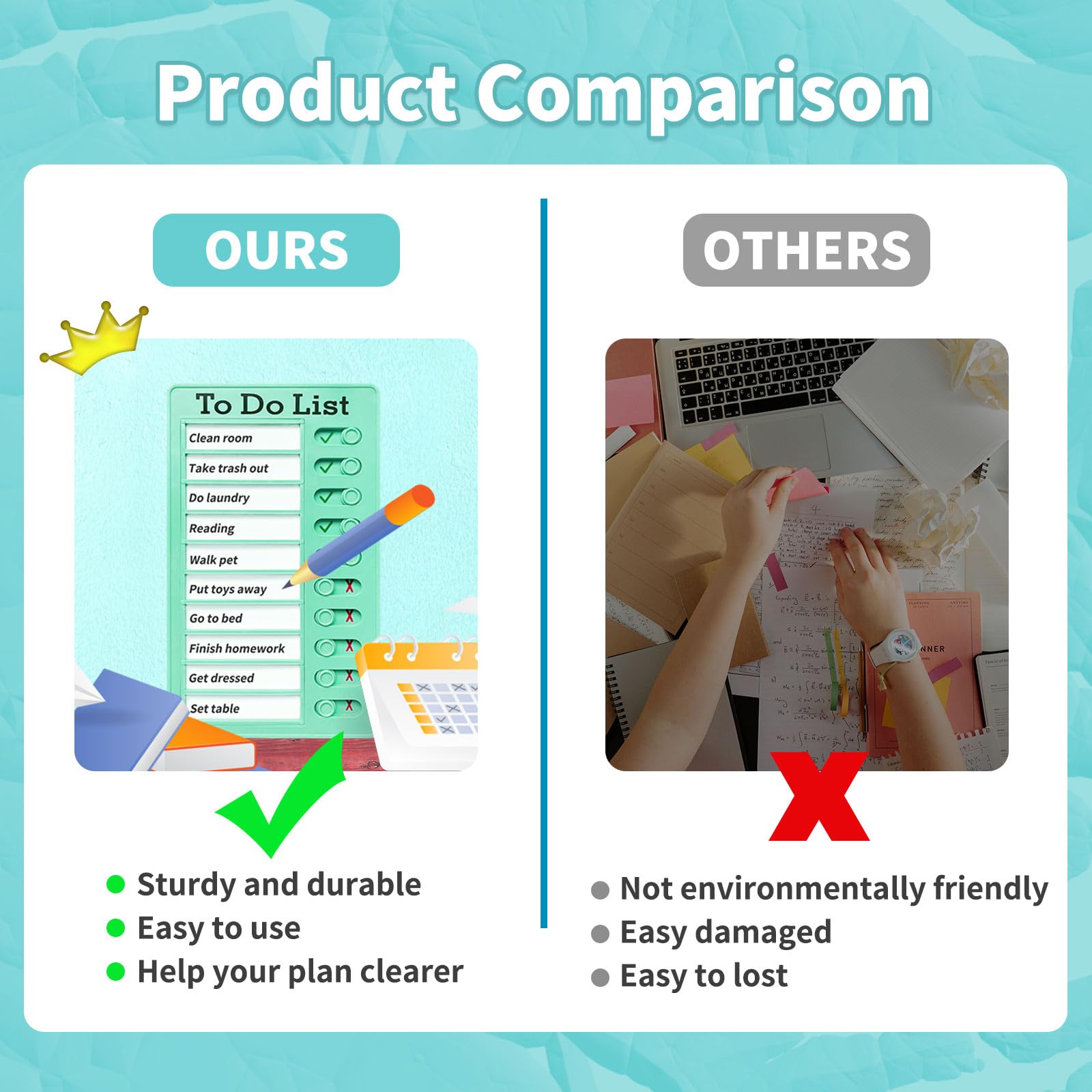 Snapklik.com : 2 Pieces Chores Chart For Kids-Visual Schedule, Plastic ...