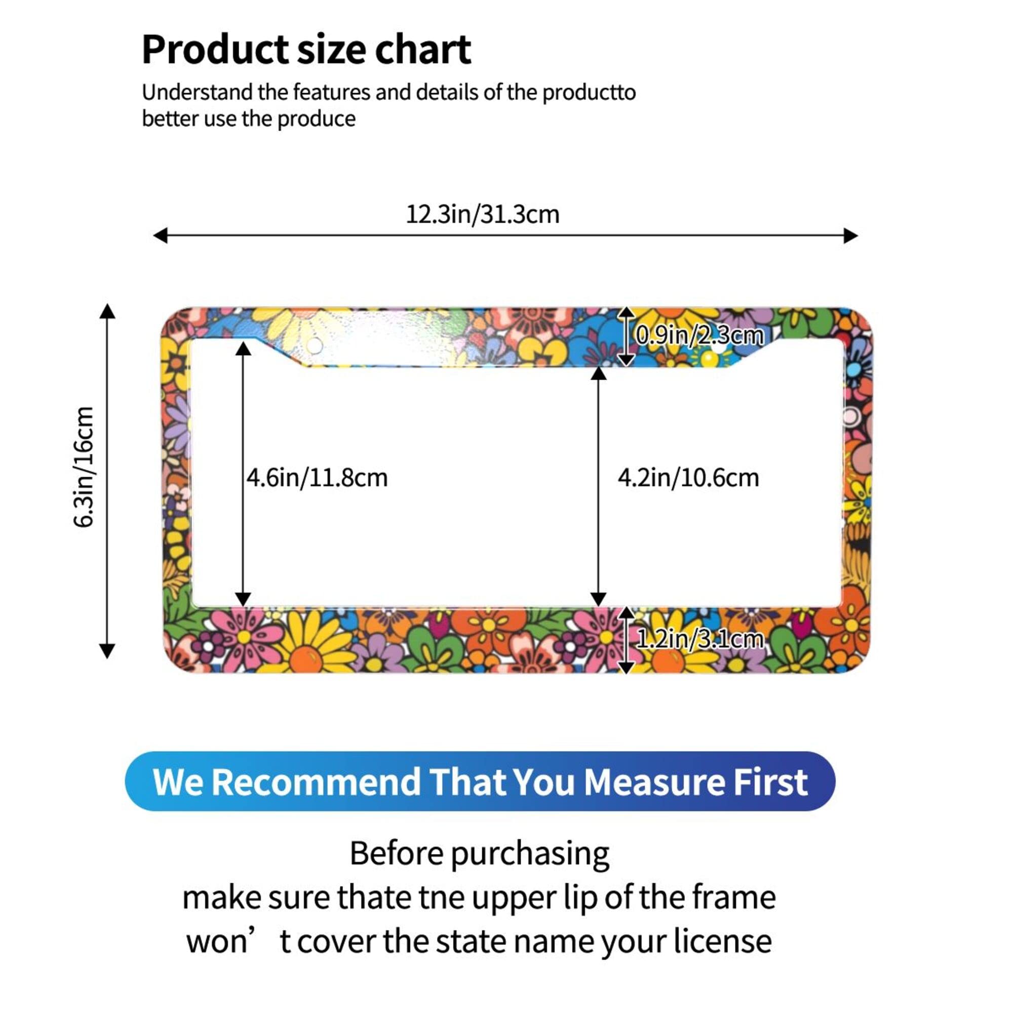 Snapklik.com : Abstract Hippie Flower License Plate Frame 2Pcs Quality ...