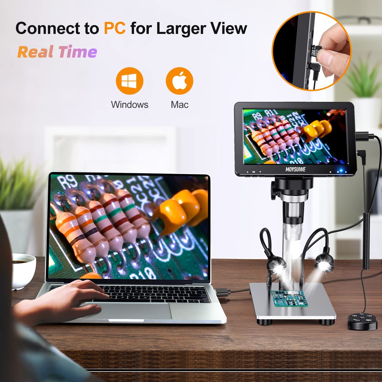 Snapklik.com : MDM9 7" LCD Digital Microscope 1200X 6 Inch Extension ...