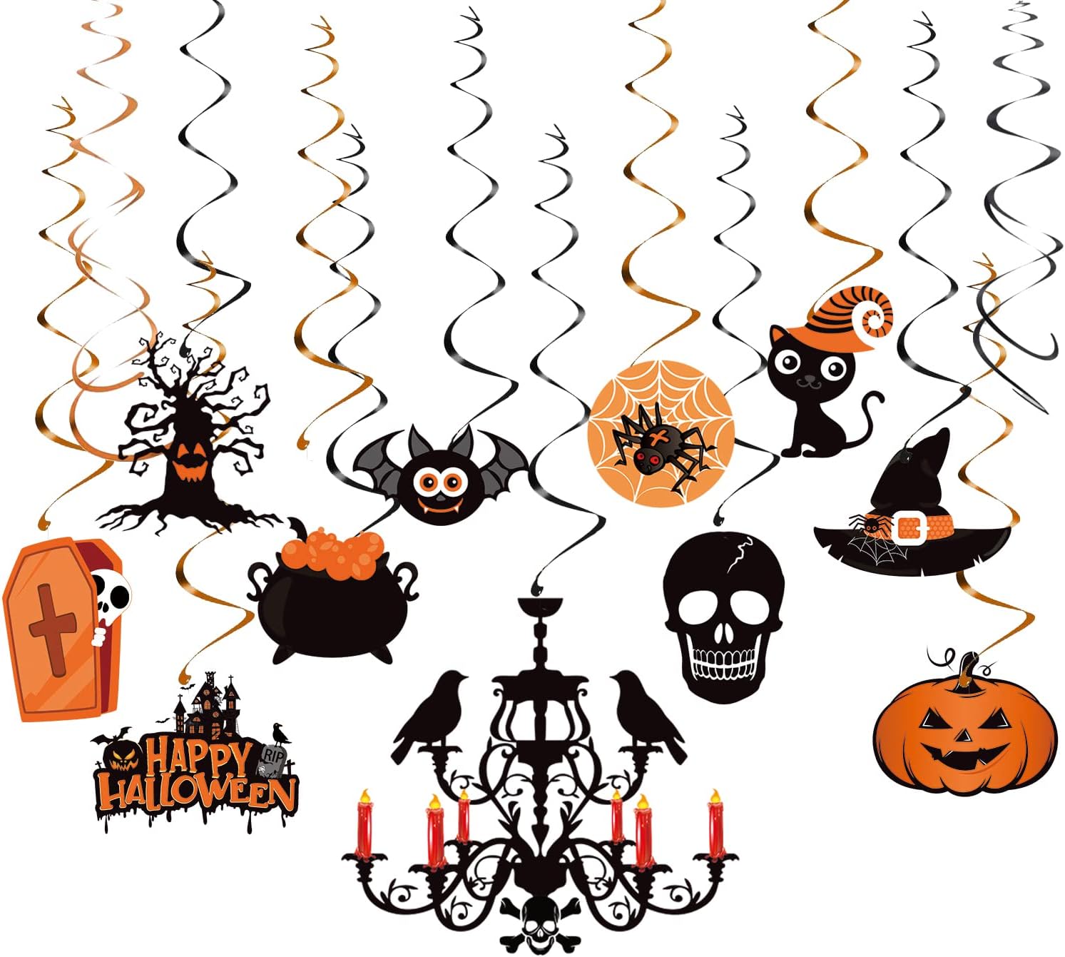 Amazon.com: 30pcs Halloween Swirl Decorations – Hanging Halloween ...