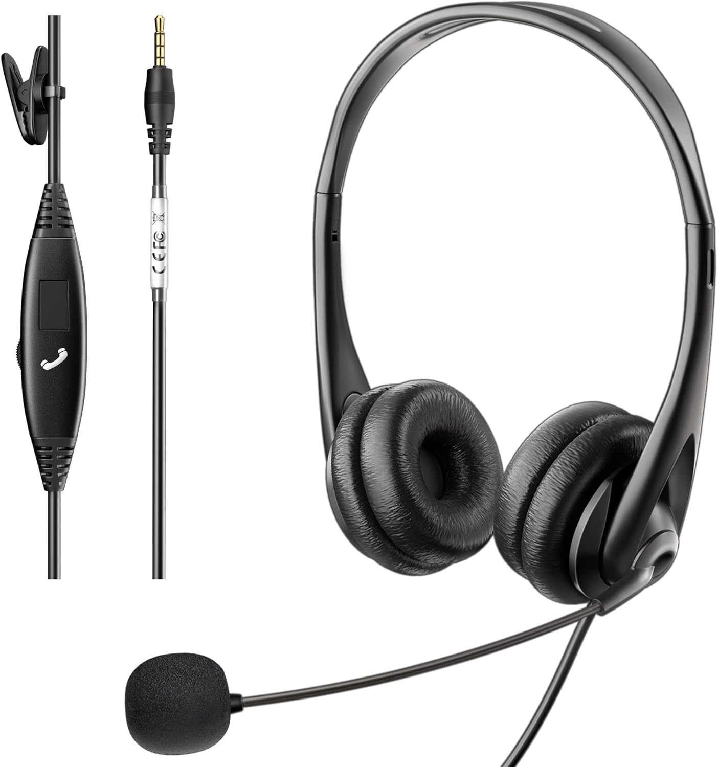 Amazon.com: Voistek 3.5mm Headset with Microphone for Computer, Wired ...