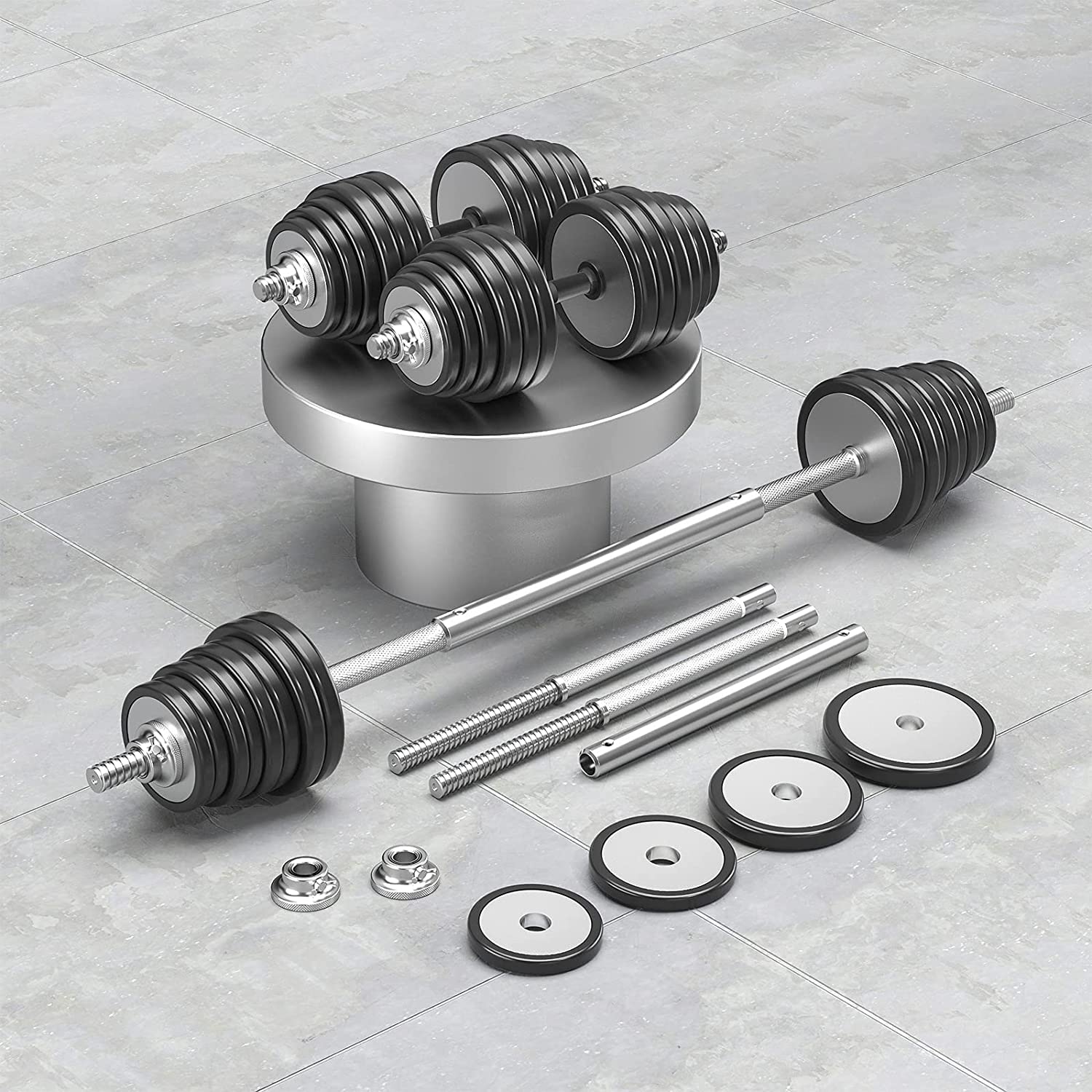 RUNWE 2021Latest Pure Steel Adjustable Dumbbells Weights Barbell Free ...