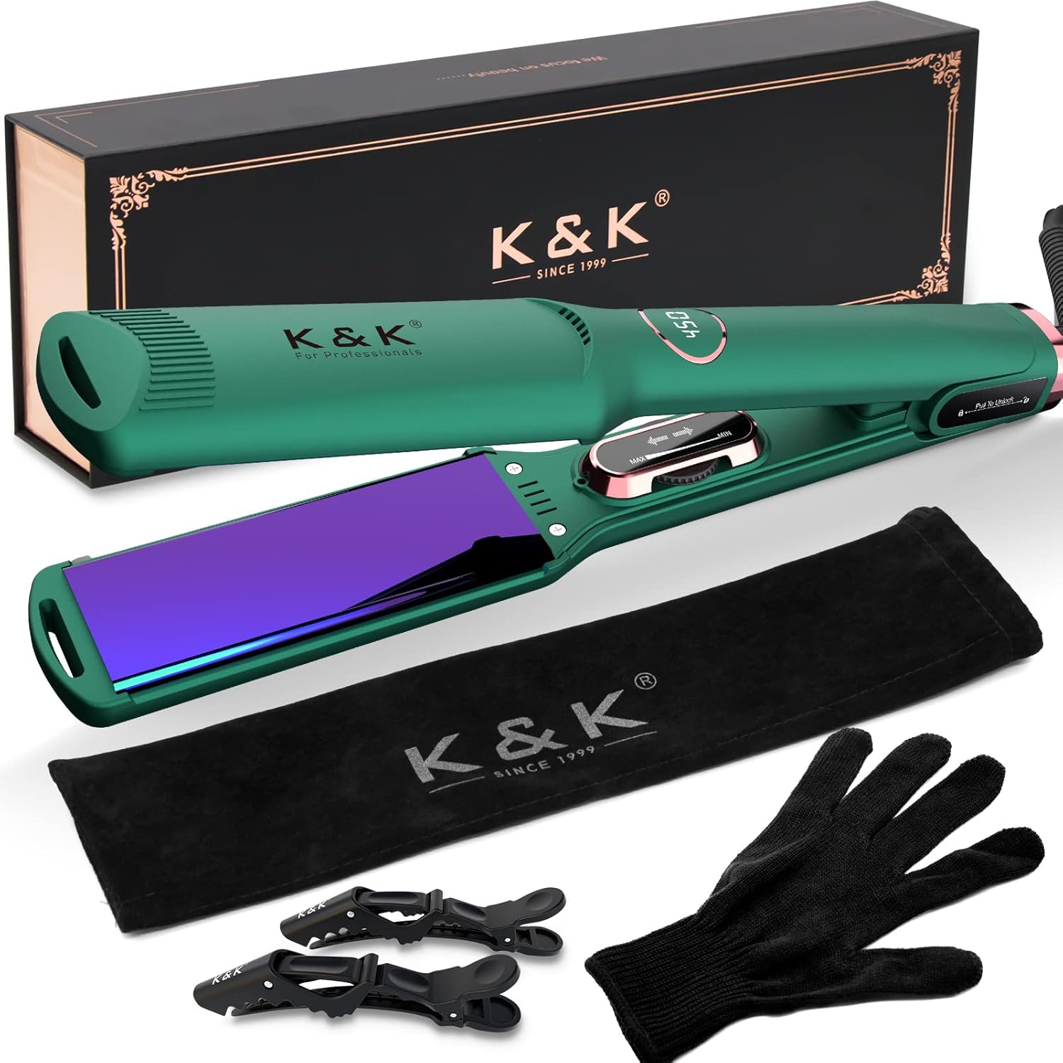 Amazon.com : K&K Hair Straightener with LED Display Adjustable ...