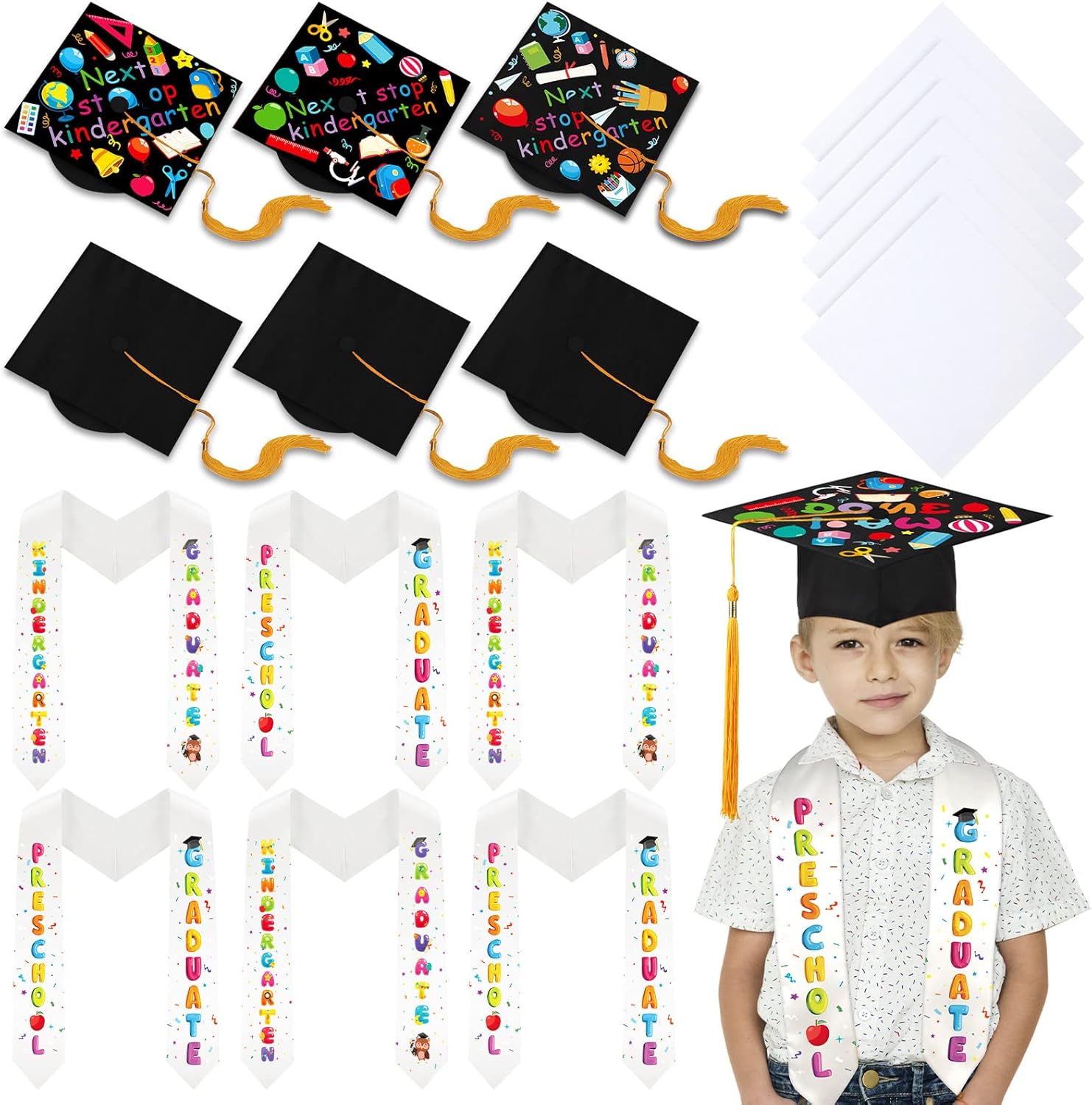 Juego de 18 gorras de graduación preescolar con borla de graduación ...