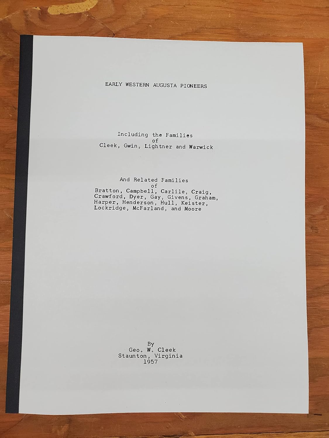 Early western Augusta pioneers,: Including the families of Cleek, Gwin ...