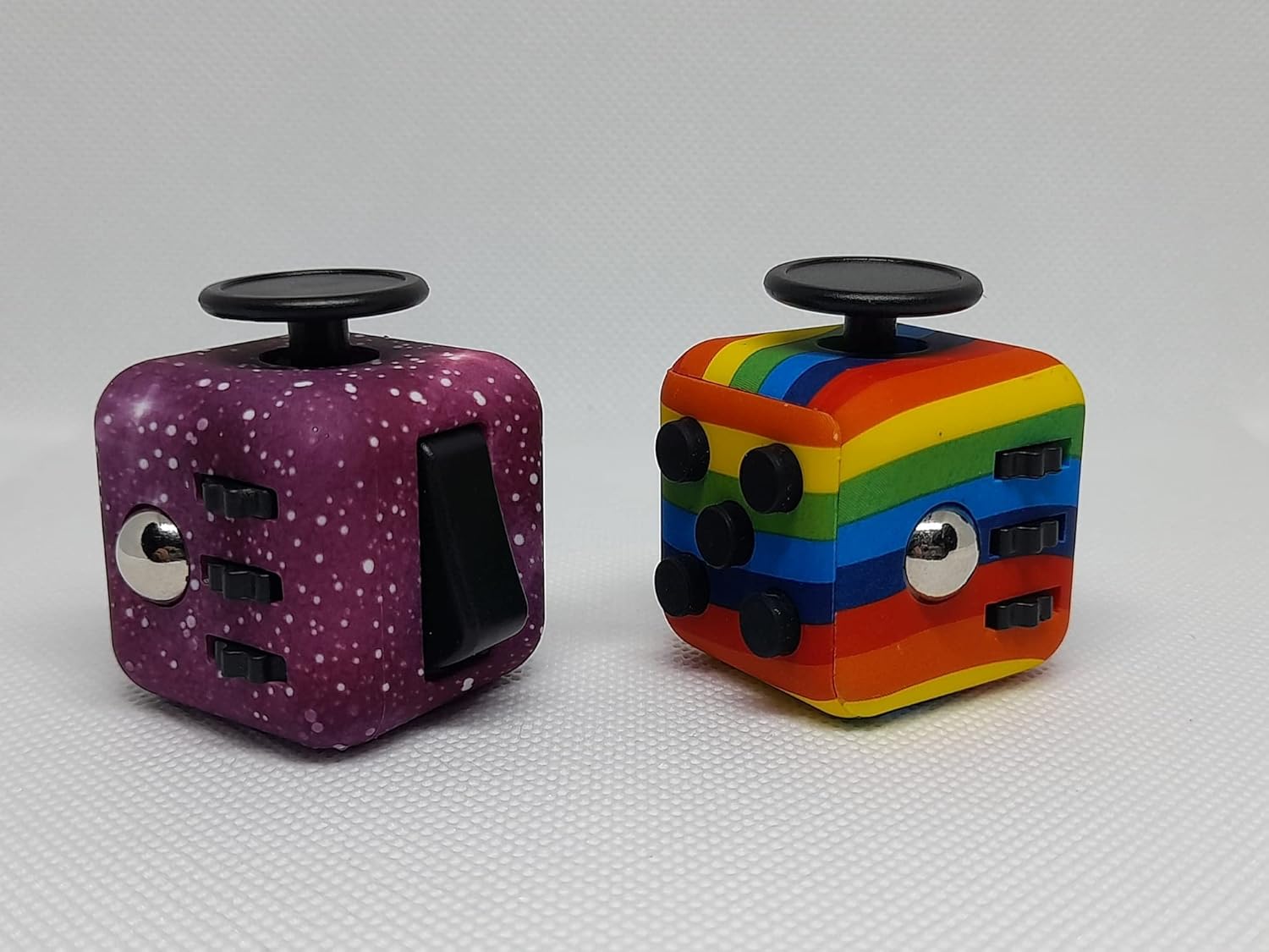 Fidget cube 2 pack rainbow/galaxy 6 sided sensory fidget cube for stress and anxiety relief for ...