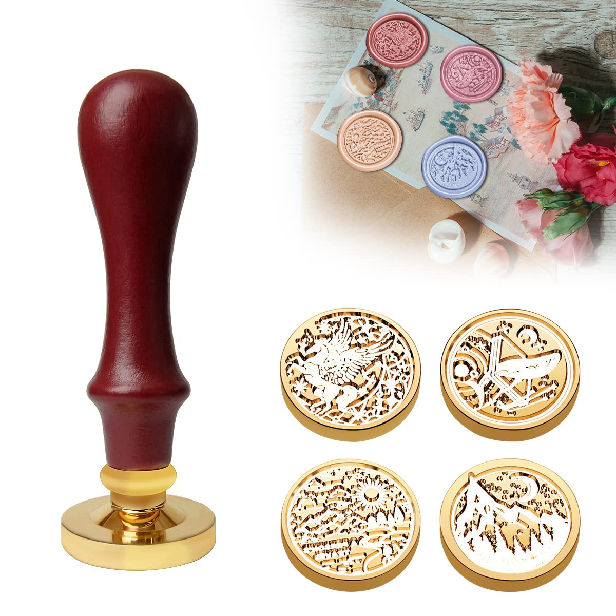 Amazon.com: UCINNOVATE Wax Seal Stamp Retro Wood Handle + Brass Head ...