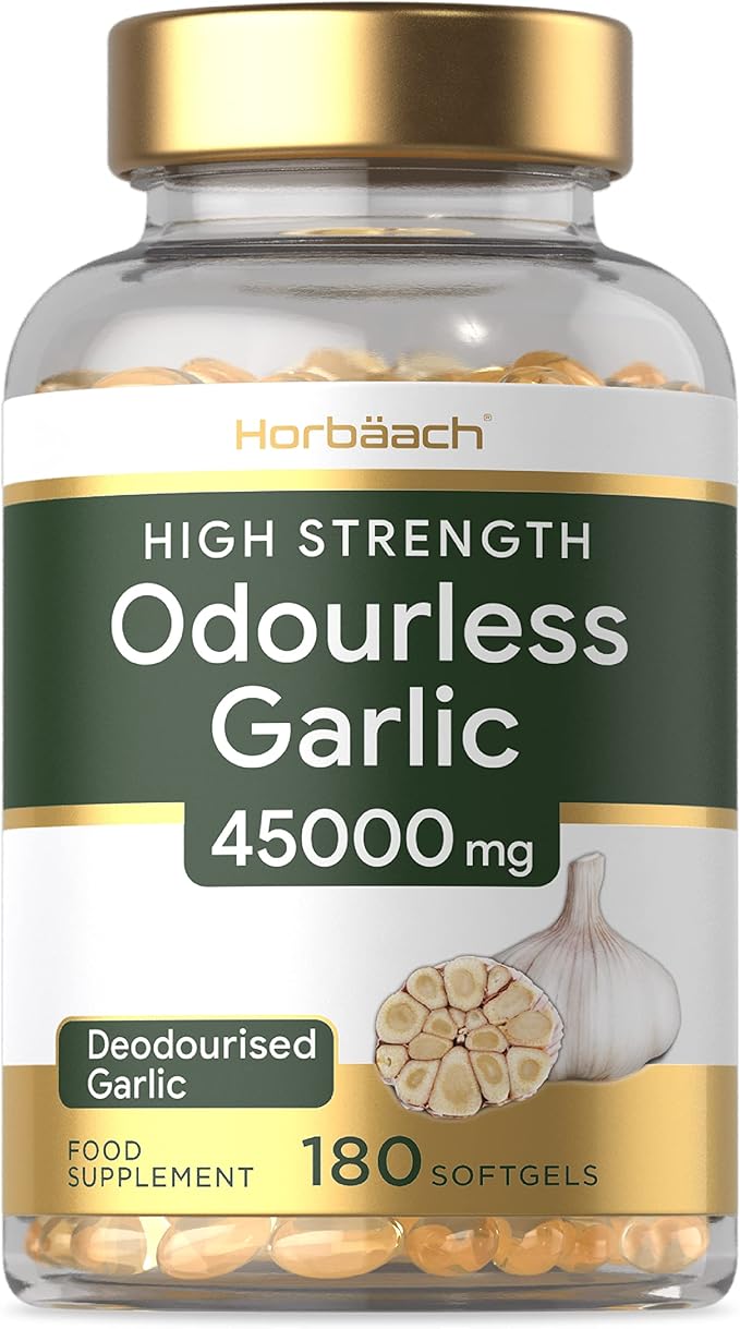 Odourless Garlic 45000mg | 180 Softgel Capsules | High Strength ...