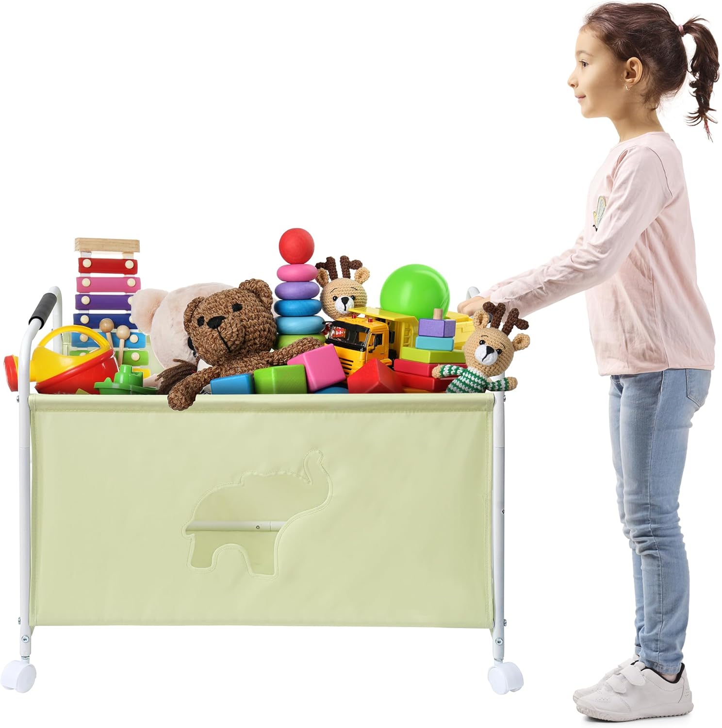 Amazon.com: STORAGEIDEAS Large Toy Box Cart with Wheels, Sturdy Kids ...