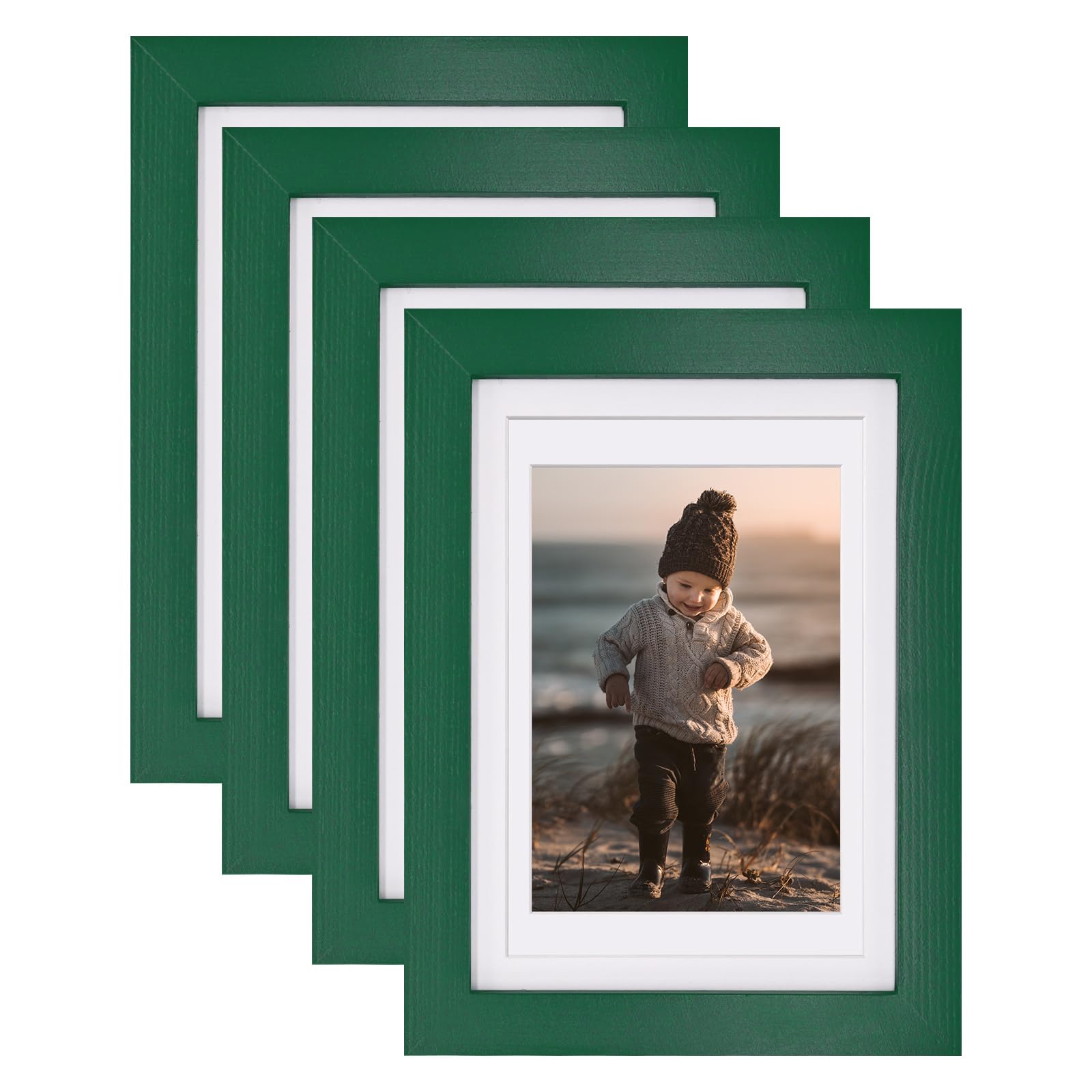 KINLINK 7×5 Picture Frames Green, Wood Frames with Acrylic Plexiglass ...