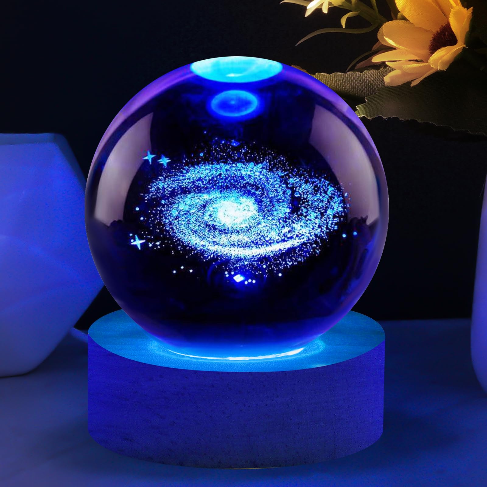 Vicloon 3D Galaxy Crystal Ball Night Light, 3D Planets Crystal Ball ...