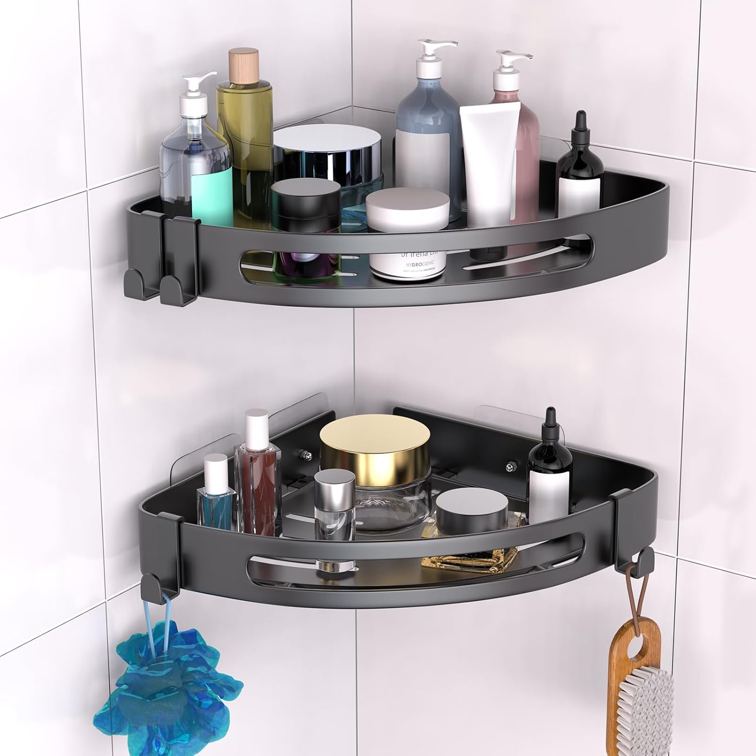SCIVLOAD 2 Pack Shower Caddy Corner Shelf, Self Adhesive Bathroom Shelf ...