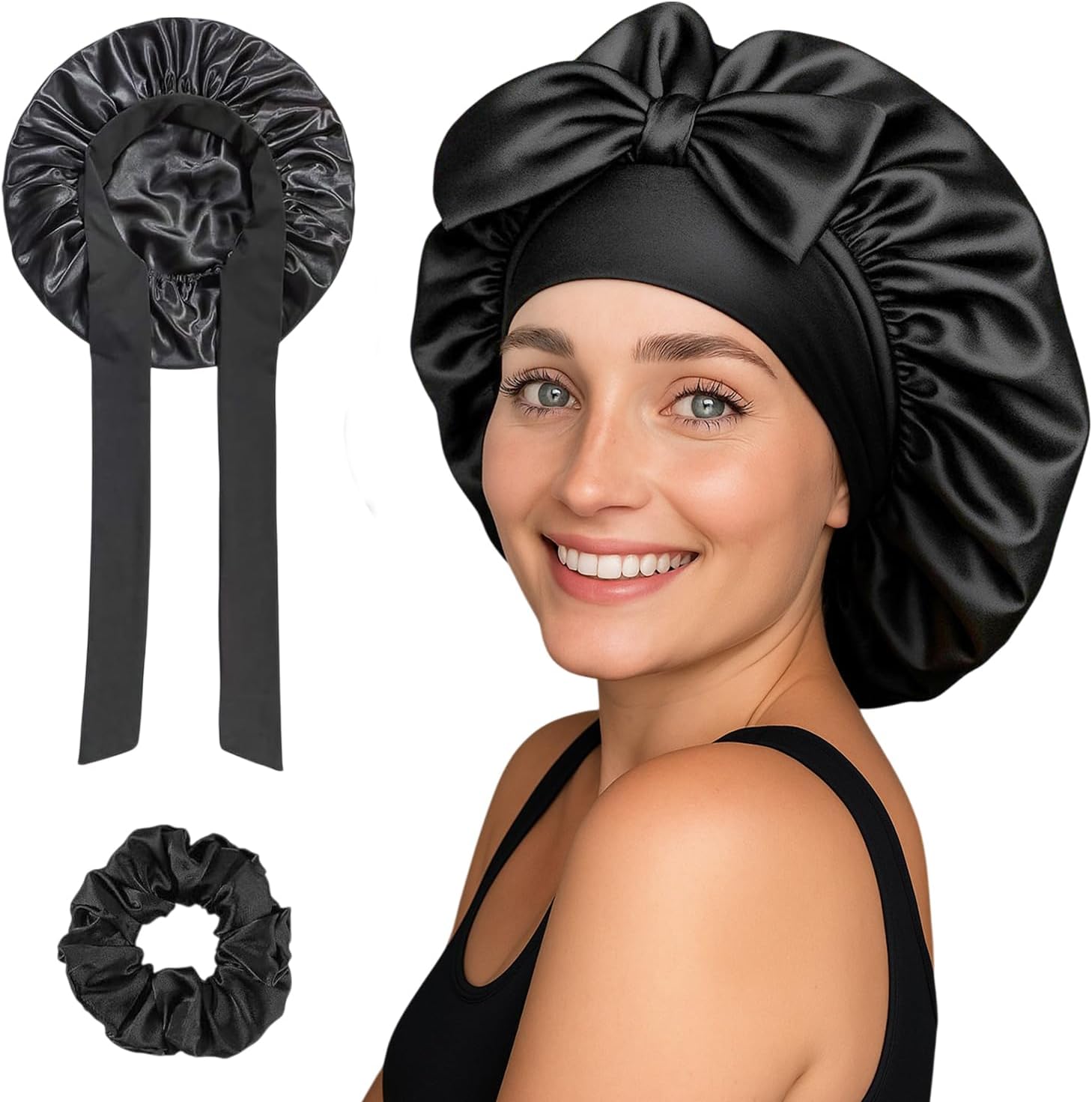 Amazon.com: VECIIR Silk Bonnet for Sleeping Women, Ajustable Hair ...