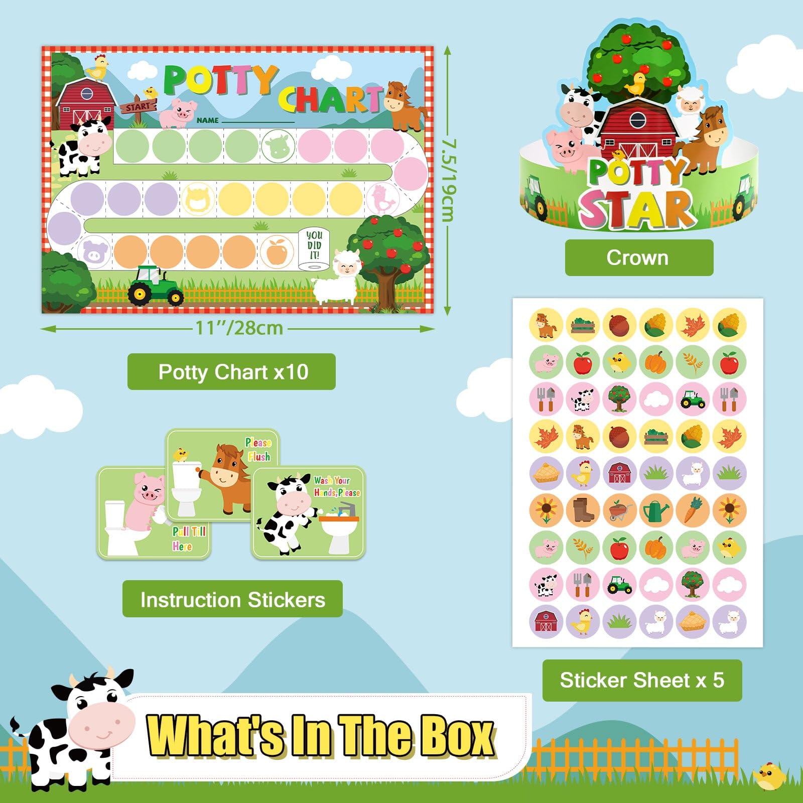Snapklik.com : WERNNSAI Potty Training Chart - Farm Toilet Training ...