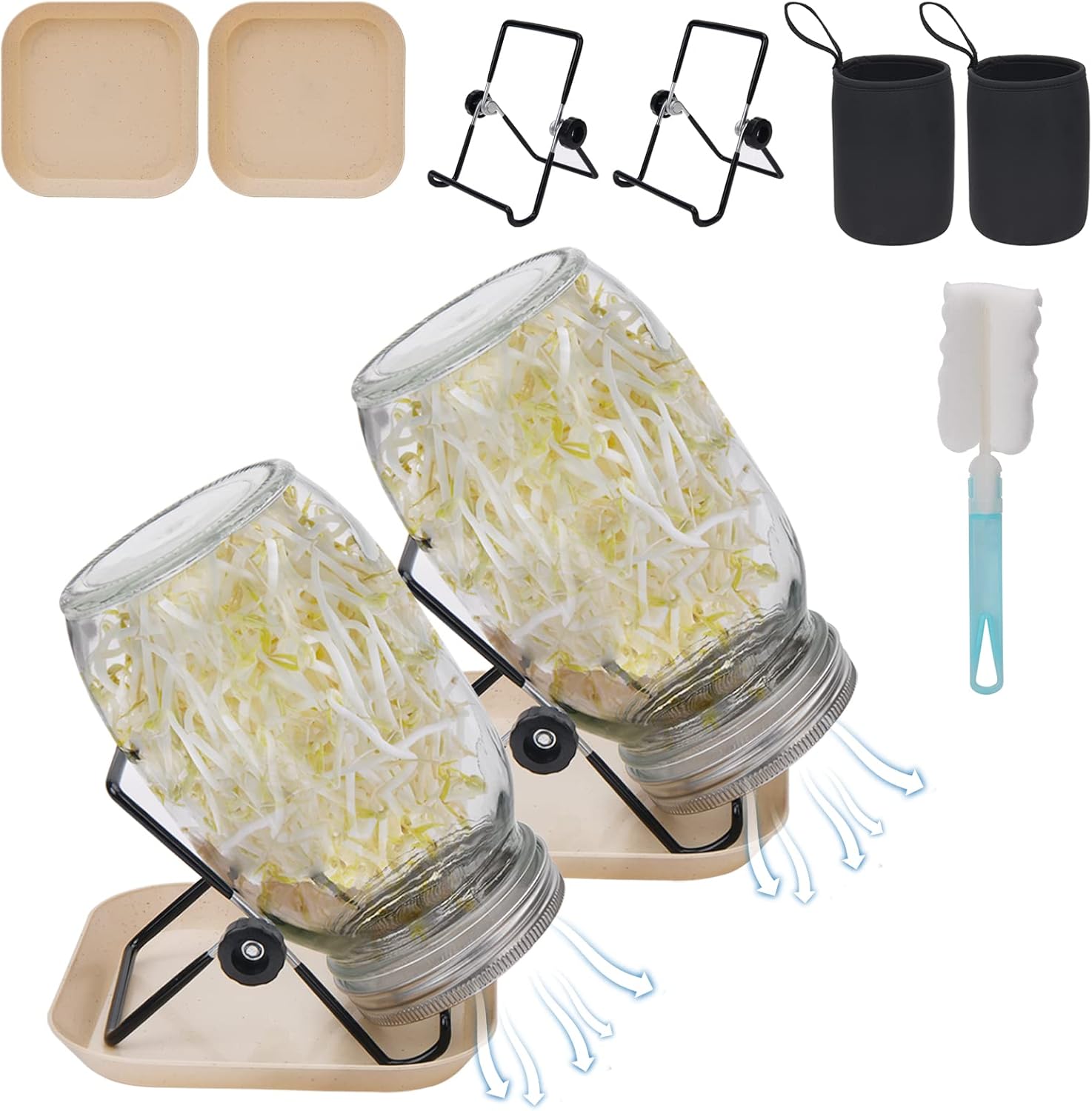 Amazon.com : Tisovixo Sprouting Jar Kit,2pcs 32oz Wide Mouth Sprout ...
