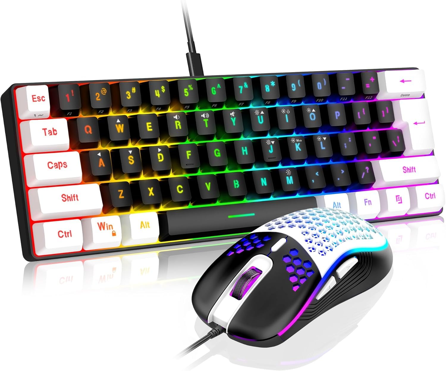 RedThunder 60% Gaming Keyboard and Mouse Combo, Ultra-Compact 61 Keys ...