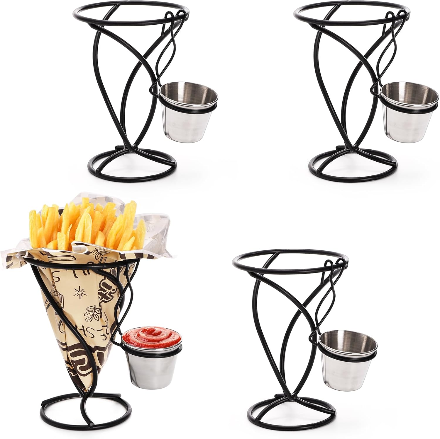 Amazon.com: DEAYOU 4 Pcs French Fry Holder, Metal Fish and Chips Cone ...