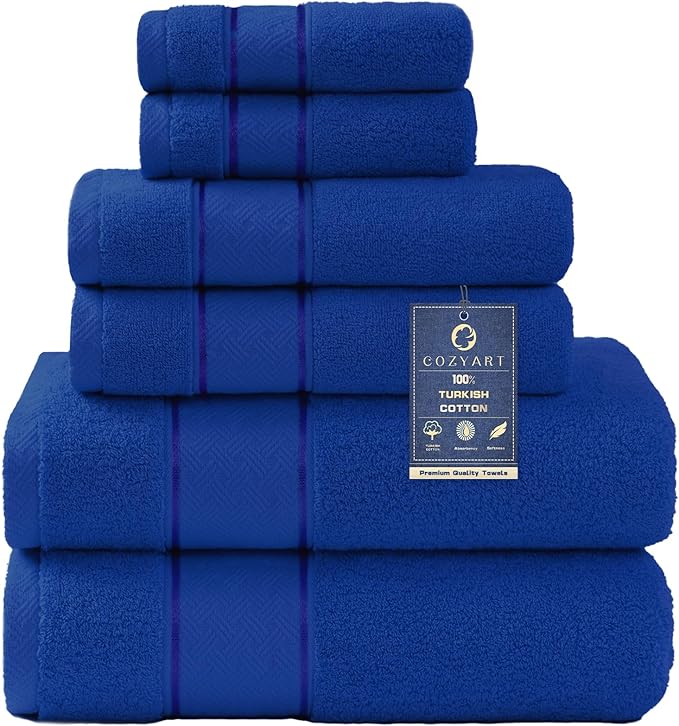 Amazon.com: COZYART Royal Blue Bath Towels Set 6 Piece, 2 Bath Towels 2 ...