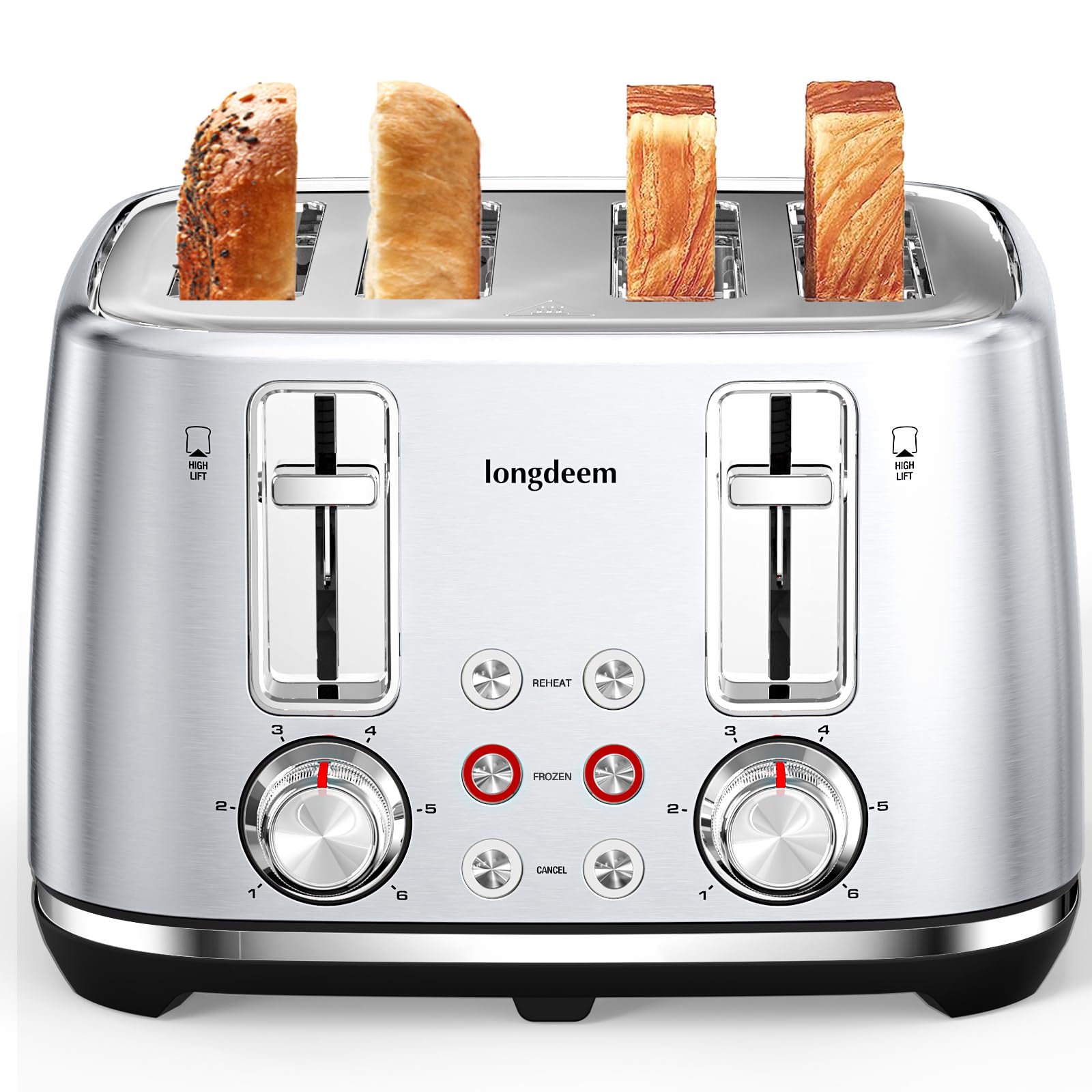 Toaster 4 Slice, Extra Wide Slots Stainless Steel with High Lift Lever ...