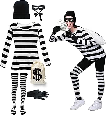 Amazon.com: Women's Robber Costume Set Cosplay Thief Accessories for ...