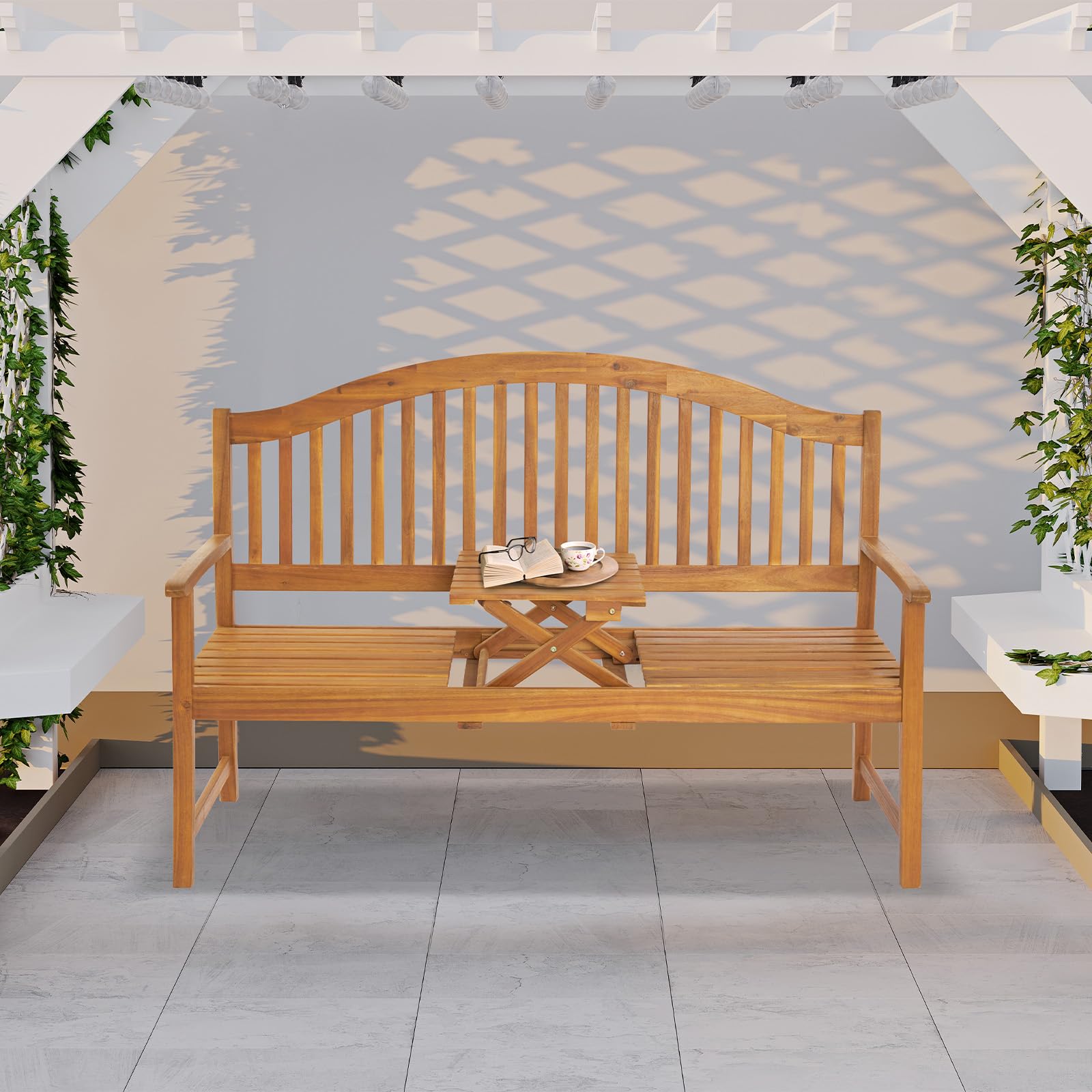 Garden Bench Buy Tangkula Outdoor Eucalyptus Wood Folding Bench, 4 Ft ...