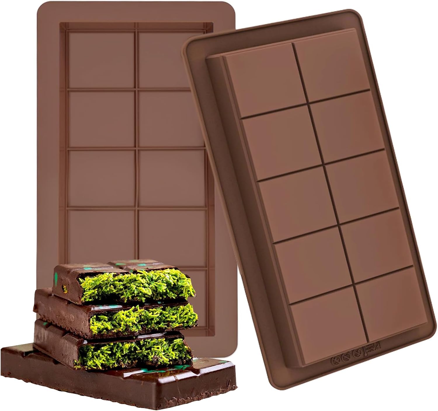 Amazon.com: XIZIX Chocolate Bar Mold 2 Pack, Non-Stick Deep Dubai ...