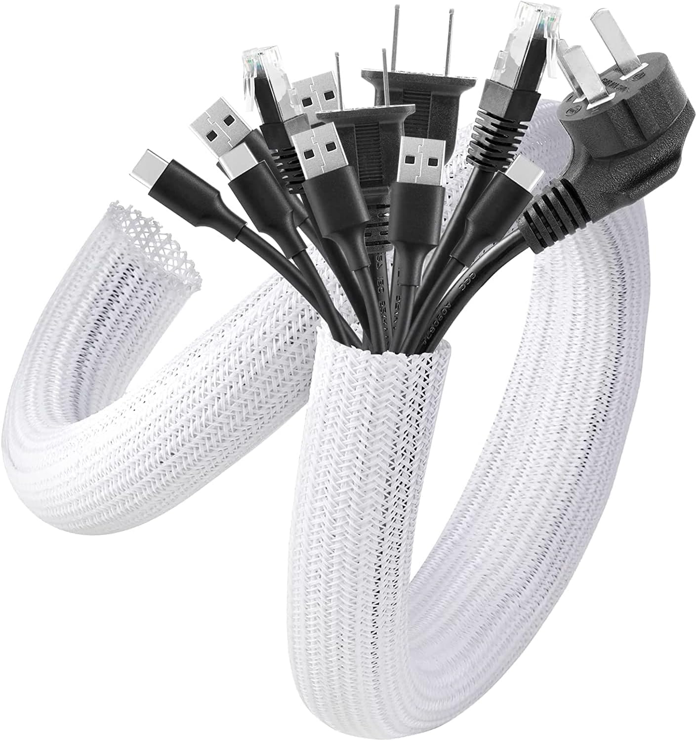 Amazon.com: AGPTEK Cable Sleeve Cover, 2Pack 5ft - 1.8 inch Cord ...