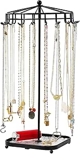 Amazon.com: RattanView Rotating Necklace Holder Jewelry Organizer ...