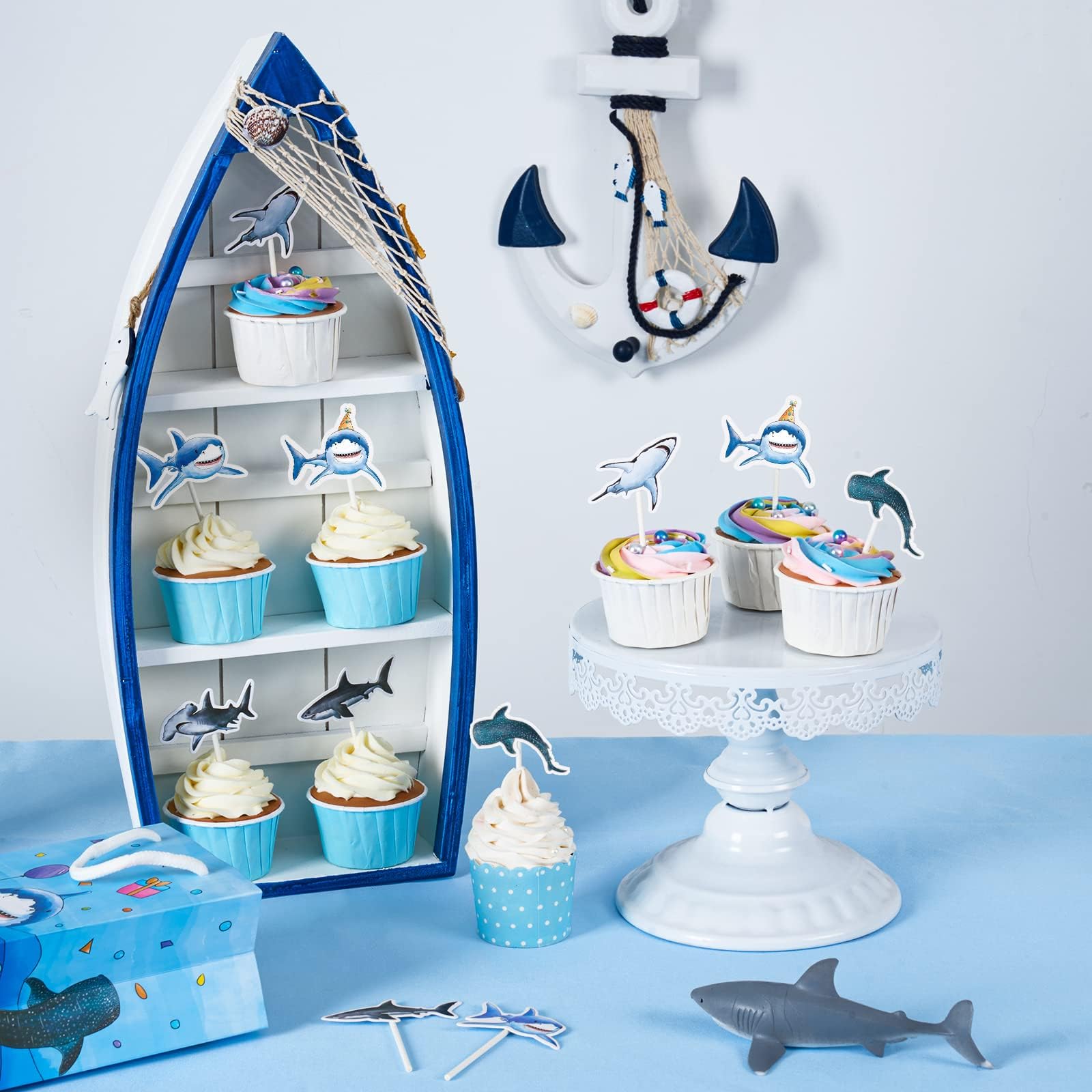 Snapklik.com : Shark Cupcake Toppers - 36 PCS Shark Party Cake Toppers ...