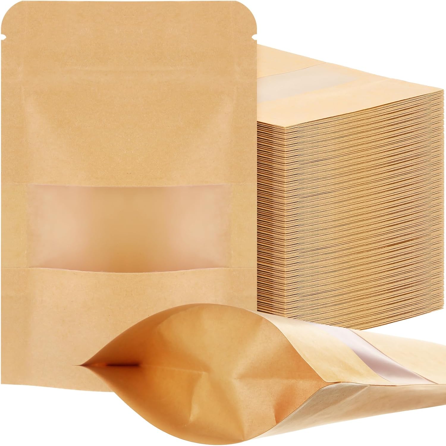 Amazon.com: Tenceur 600 Pcs Kraft Paper Stand Up Bags Resealable Bags ...