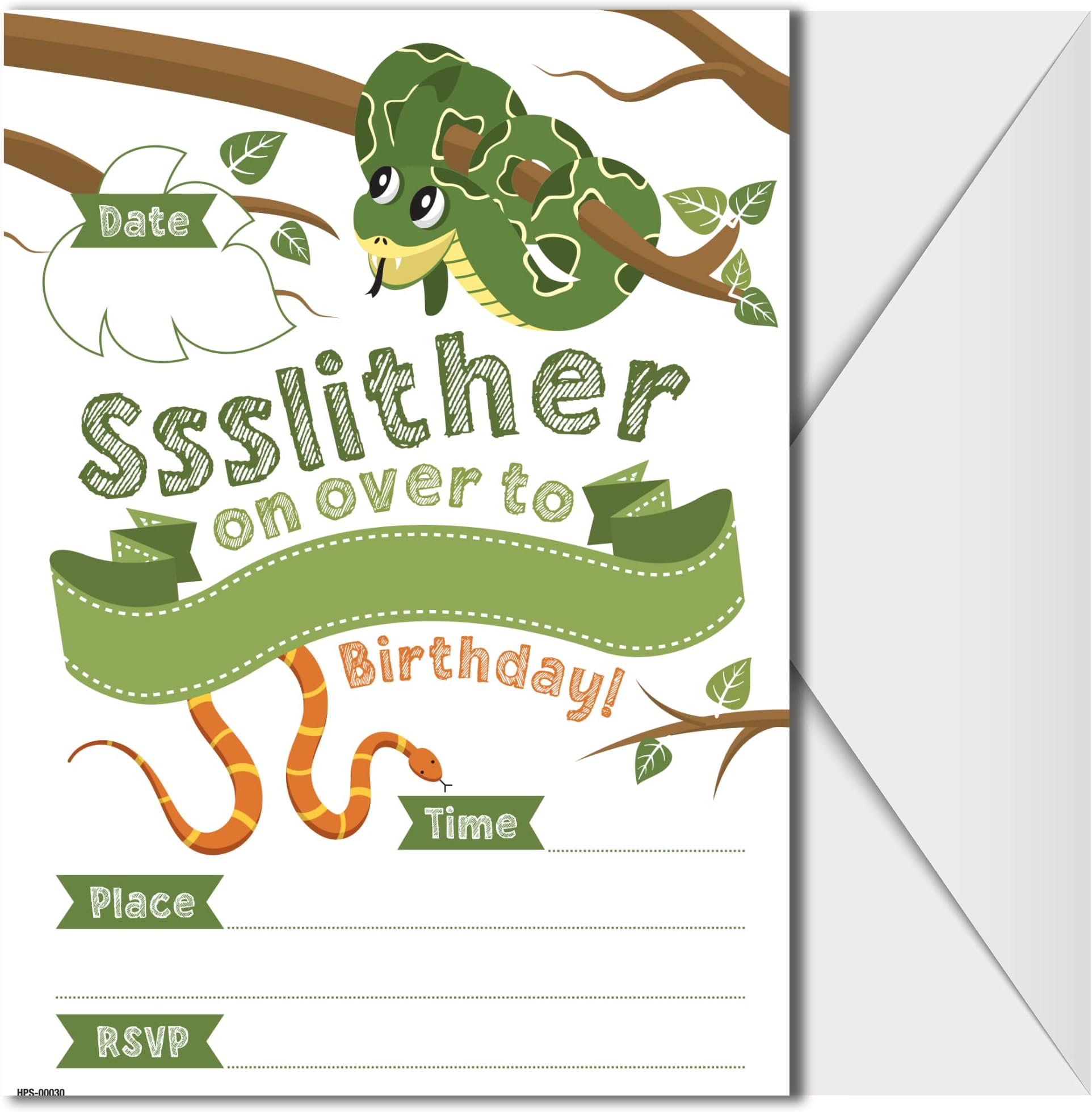 Amazon.com : YQV Reptile Birthday Party Invitations, 20-Count Snake ...