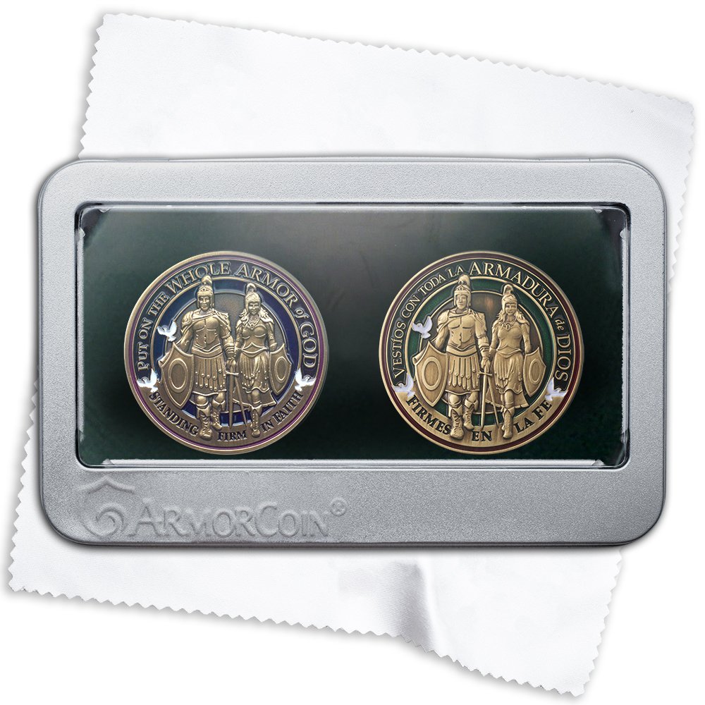 Buy Armor Coin Armor of God & Spanish Coin Set - 2 Double Sided Solid ...