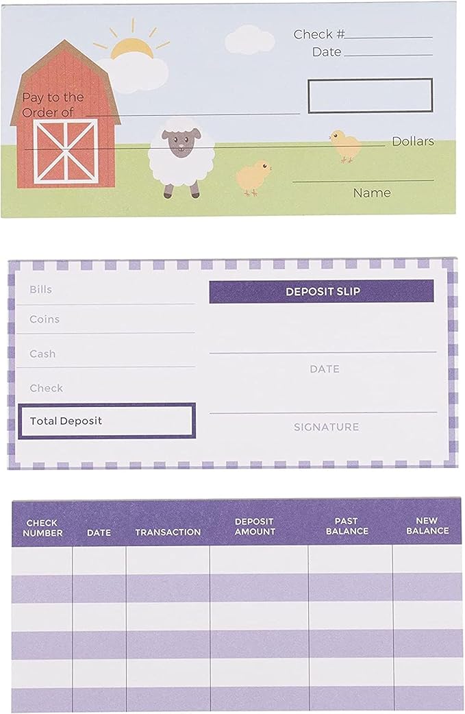 Amazon.com: Kids Checkbook Set - Play Check Educational Toy - Financial ...