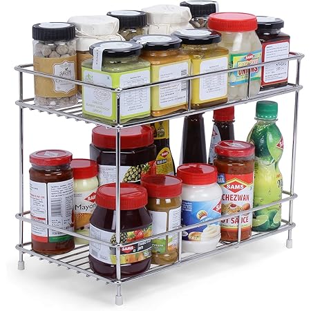 Buy INDIAN DECOR. Alloy Steel Spice Storage Rack With 3 Tiers, 31.8 cm ...