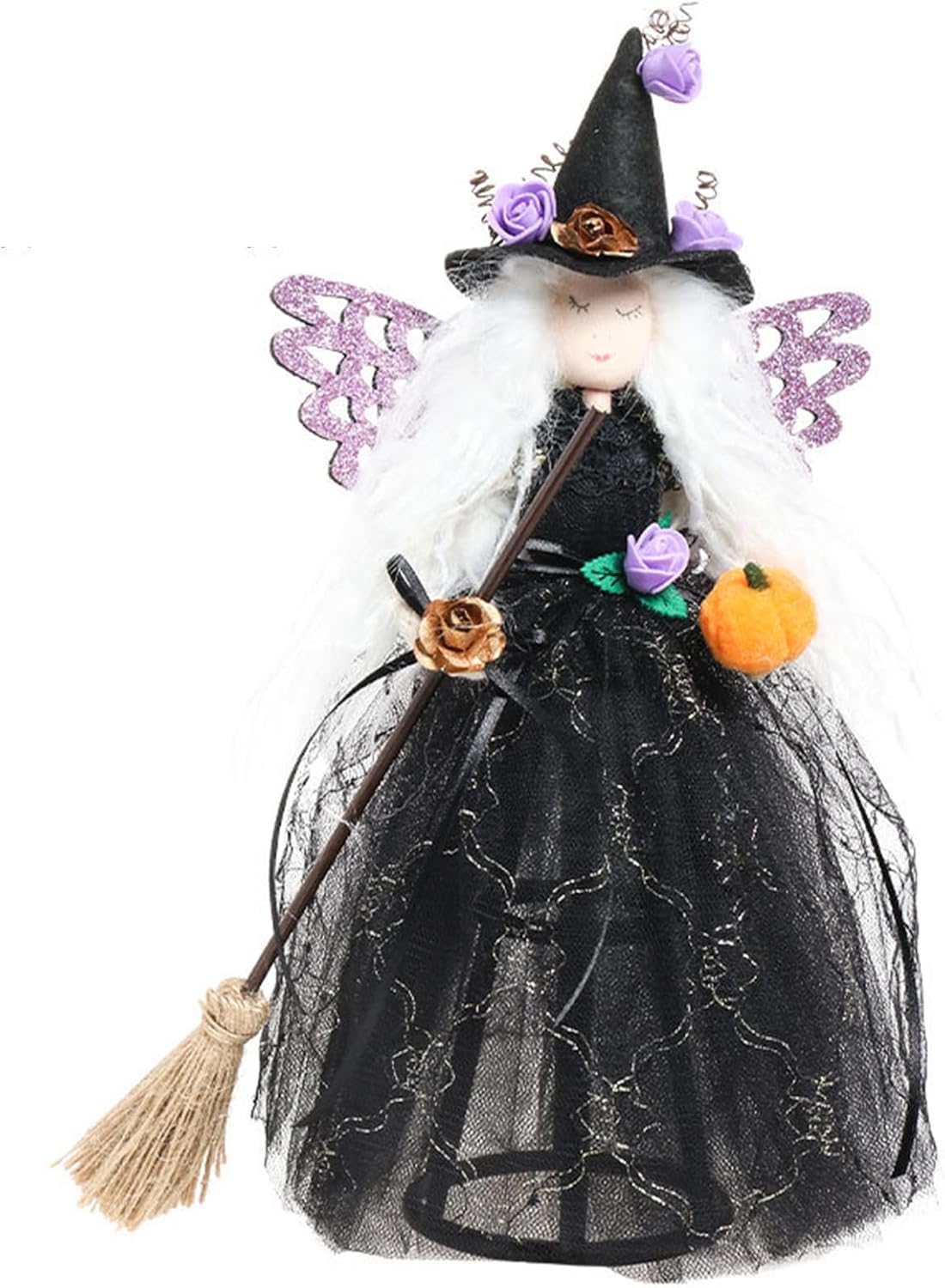 Amazon.com: Halloween Witch Tree Topper Decoration 11.8 Inch Black ...