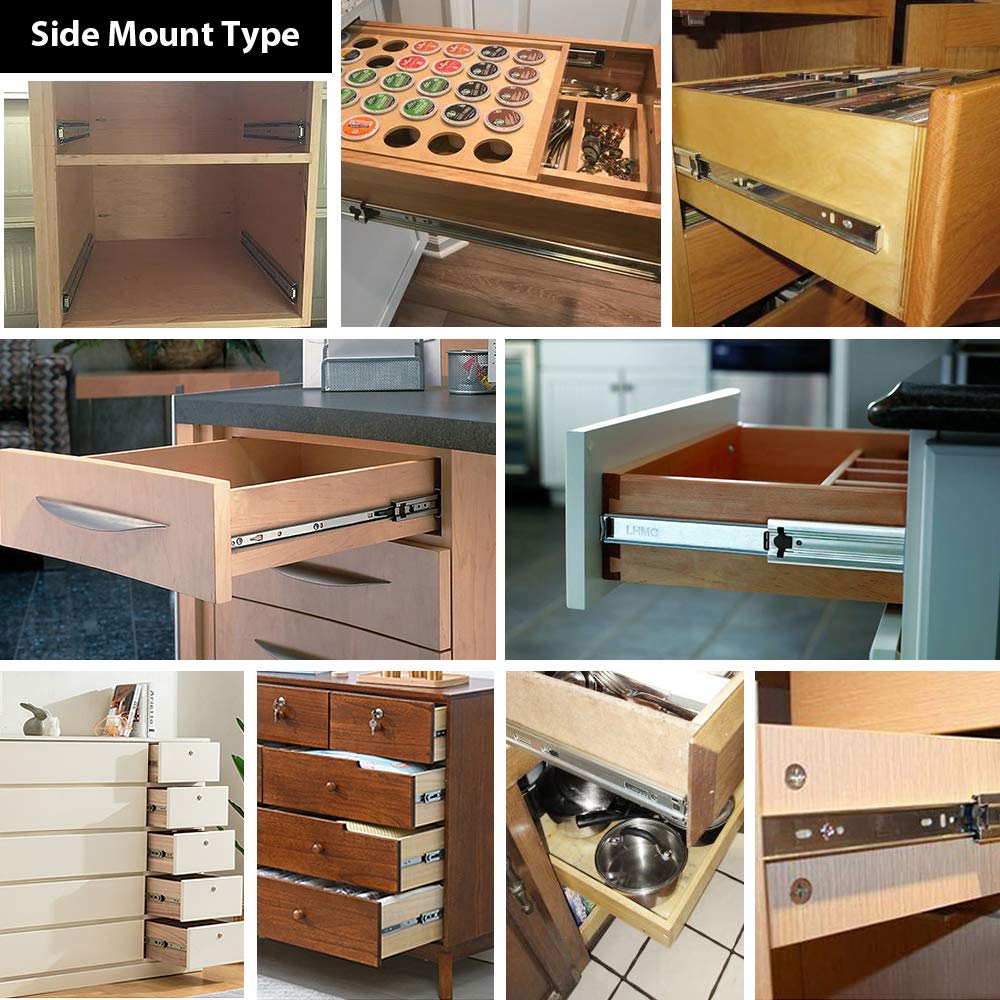 6 Pairs 18 inch Drawer Slides Soft Close Drawer Full Extension Drawer ...